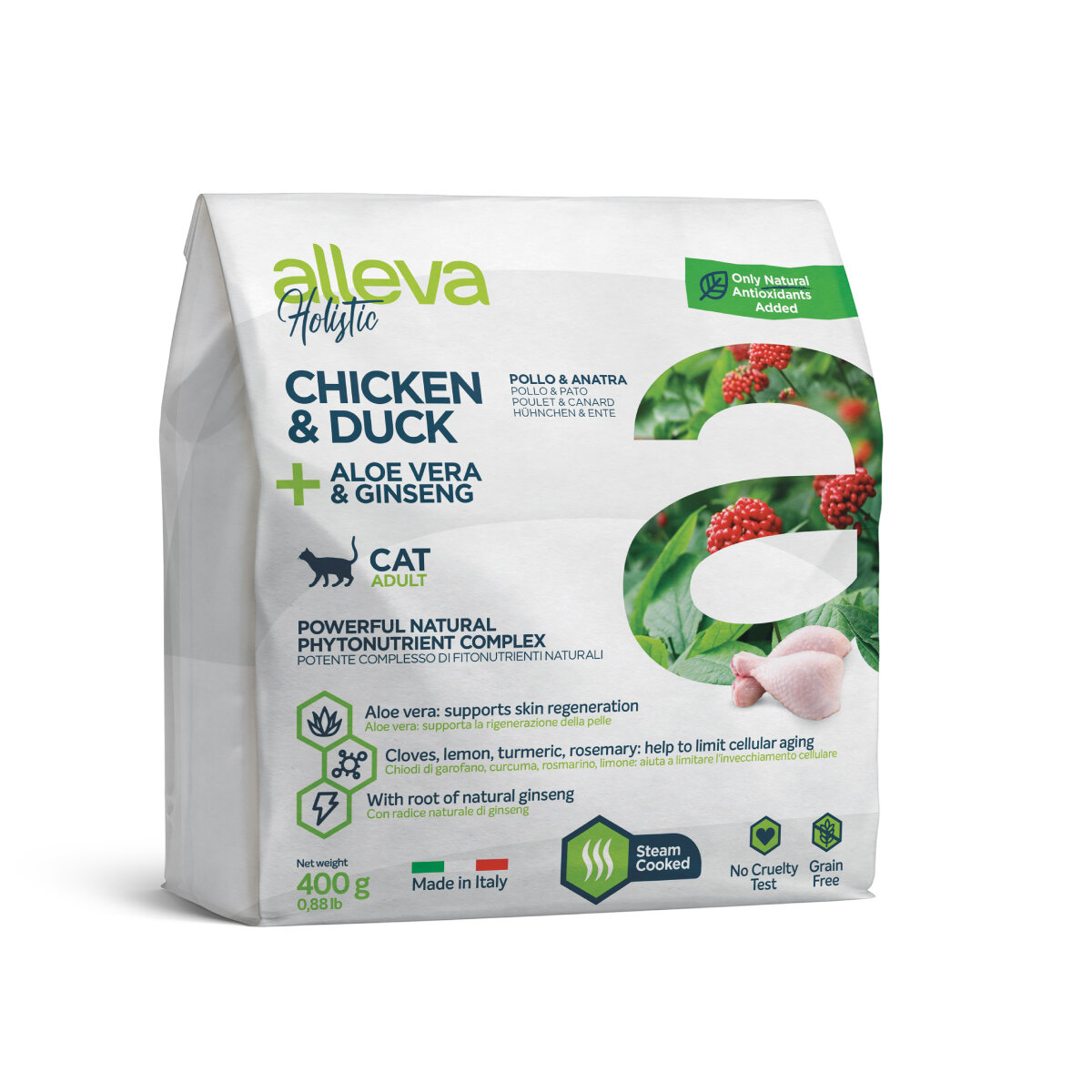 ALLEVA HOLISTIC Корм для взрослых кошек с курицей и уткой 0,4 кг