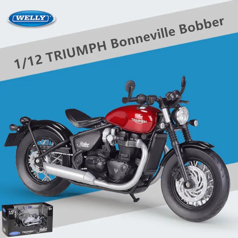 Welly 1/12 Triumph Bonneville Bobber, красный, металлическая модель
