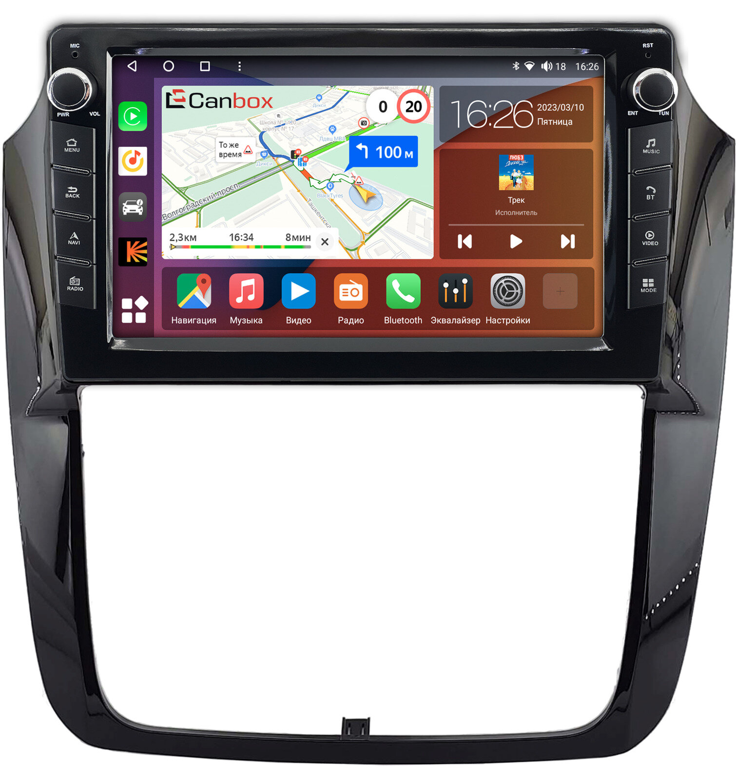 Штатная магнитола Toyota Ipsum (M20) 2001-2009 (Тип B, черная, глянцевая) Canbox H-Line 7822-9-3157 Android 10 (4G-SIM, 4/32, DSP, IPS) С крутилками