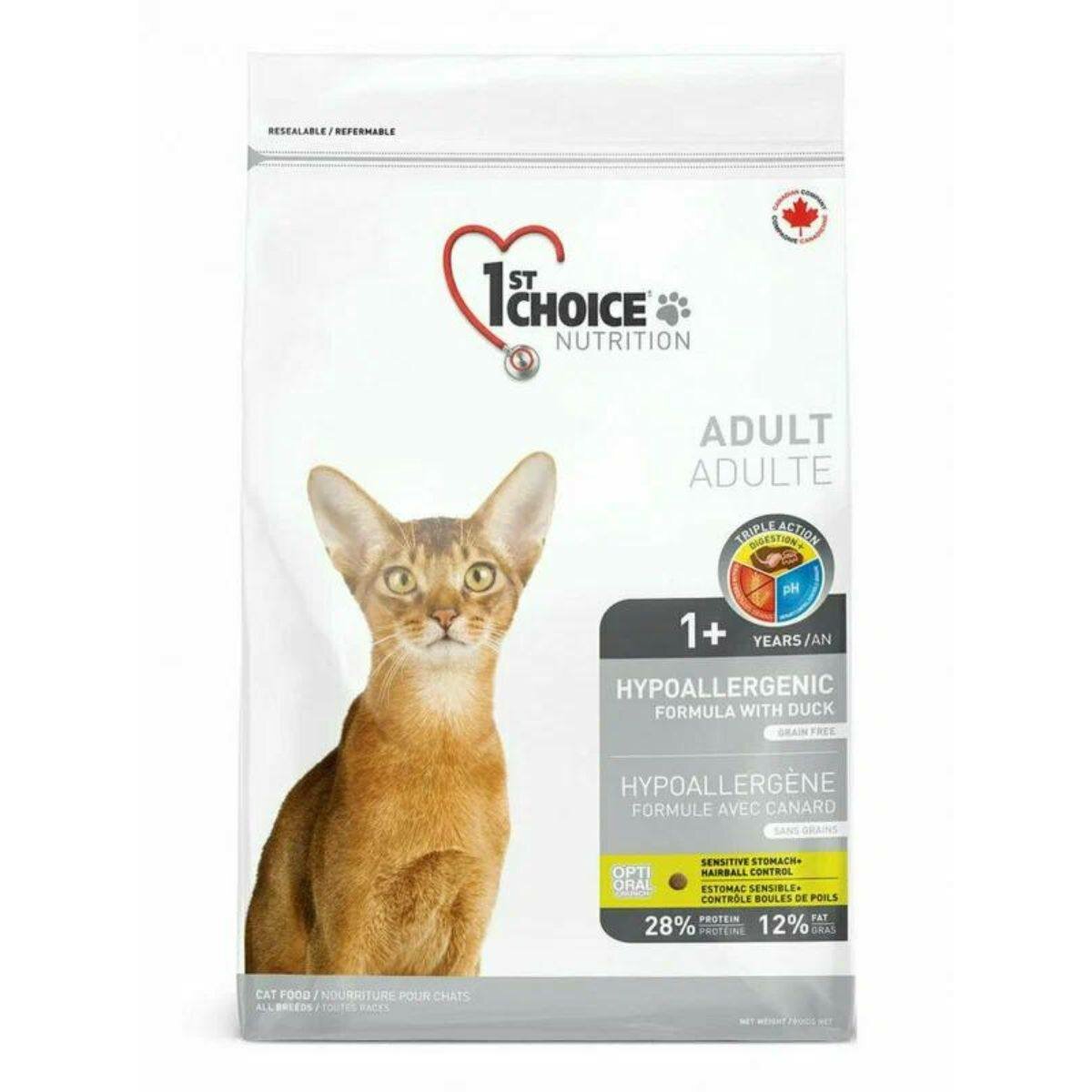 1st CHOICE корм для кошек гипоаллергенный 2.72кг, без зерна, утка с картофелем