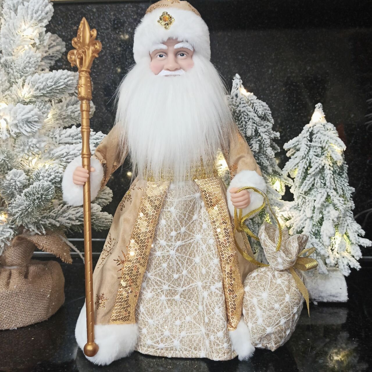 Игрушка под ёлку Дед мороз золото 40см