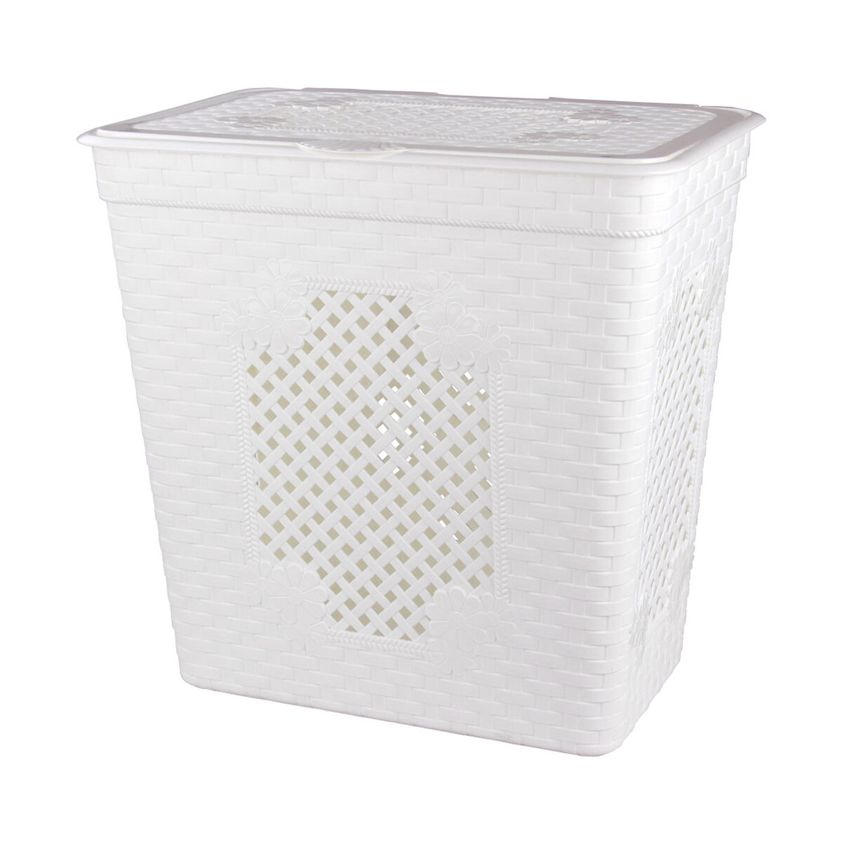 Корзина для белья прямоуг. 85 л "плетенка люкс" (белый) "альтернатива"