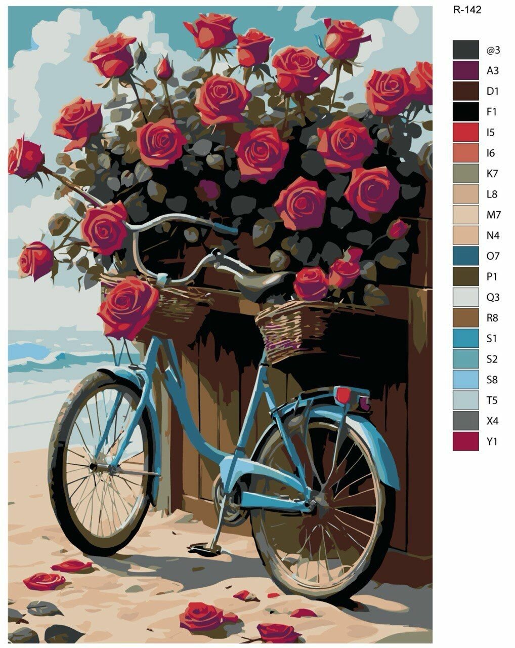 Картина по номерам R-142 "Велосипед и кустарниковые розы" 50x70 см