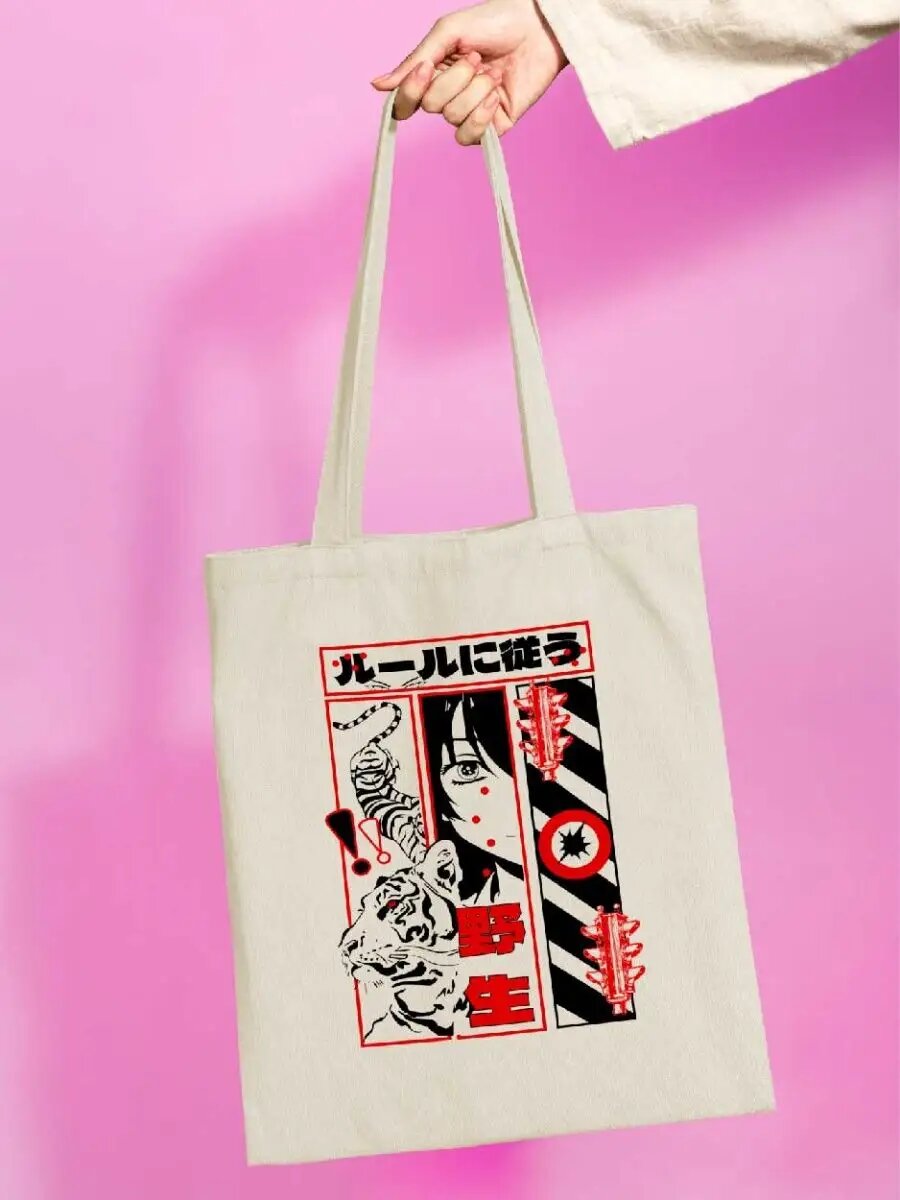 Сумка шоппер  с принтом Япония, дракон