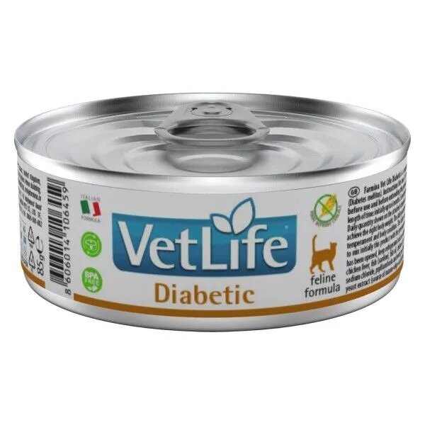 Влажный корм Farmina Vet Life Diabetic (Фармина) для кошек при сахарном диабете, 3 штук по 85 гр