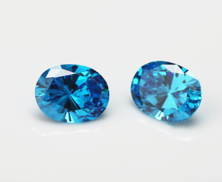 Фианит овал 16х12 голубой (2 шт)