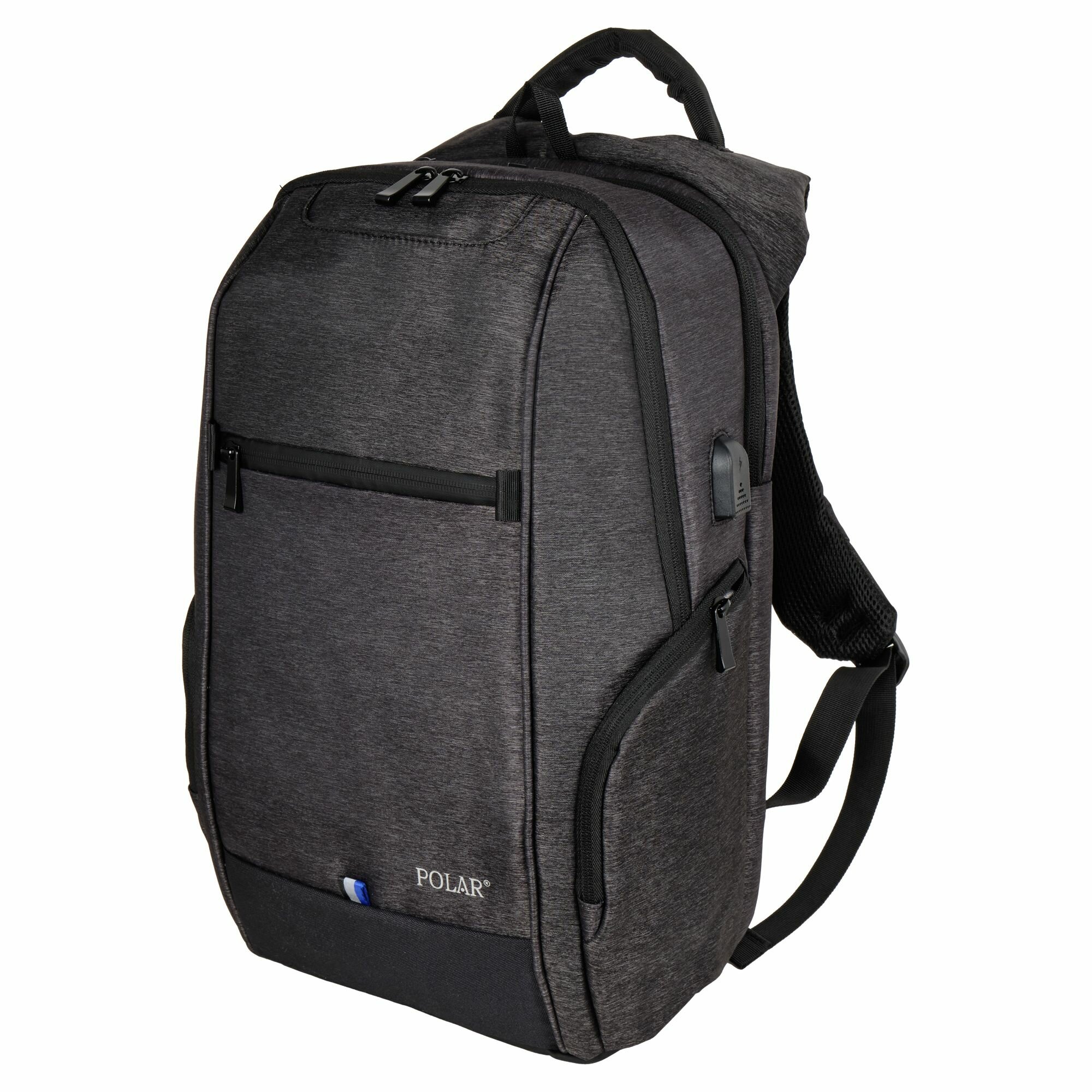 Городской рюкзак Polar П0276, USB-порт, для ноутбука 13", 14", 15", 17", 19л, черный