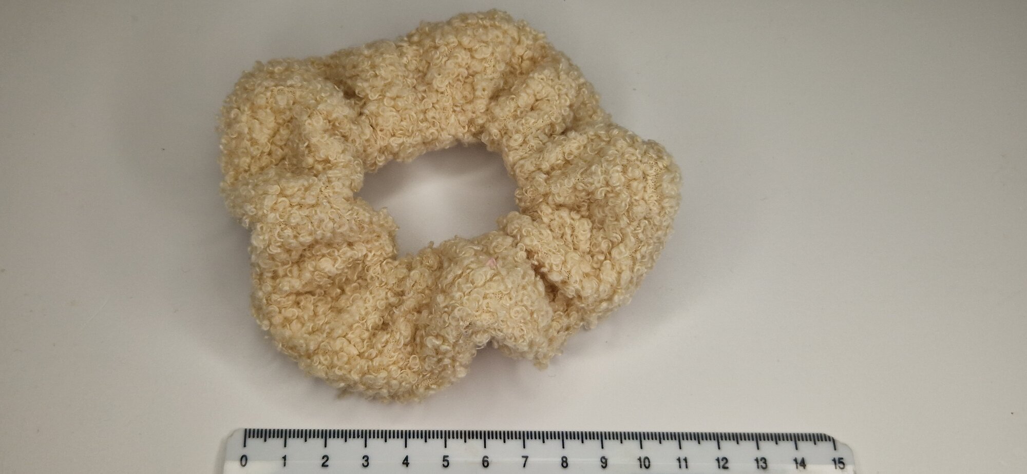 Резинка для волос "Букле", женская, бежевая, текстильная, 11 см.