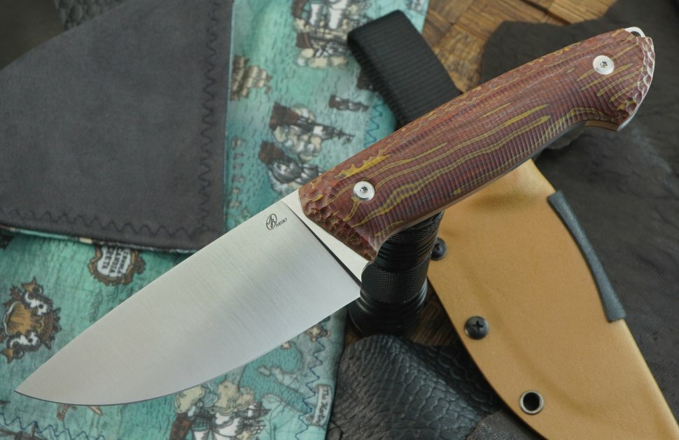 Ножевая мастерская Валерия Лисицкого нож Сокол, сталь N690, крио, рукоять микарта CrazyFiber