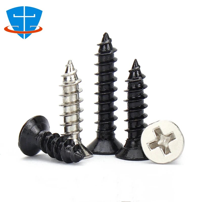 Саморезы SHOUZHENG FASTENER DIN7050 GB846 ISO7050 черные M4 (100pcs), Nickel Plated, 16mm — фото 1