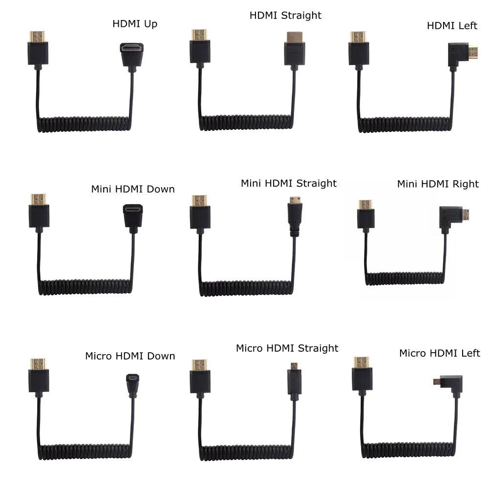 OD 3,2 мм вверх вниз правый левый угол мини HDMI-совместимый 2,0 микро HDMI-совместимый локоть супер мягкий тонкий эластичный пружинный изогнутый кабель