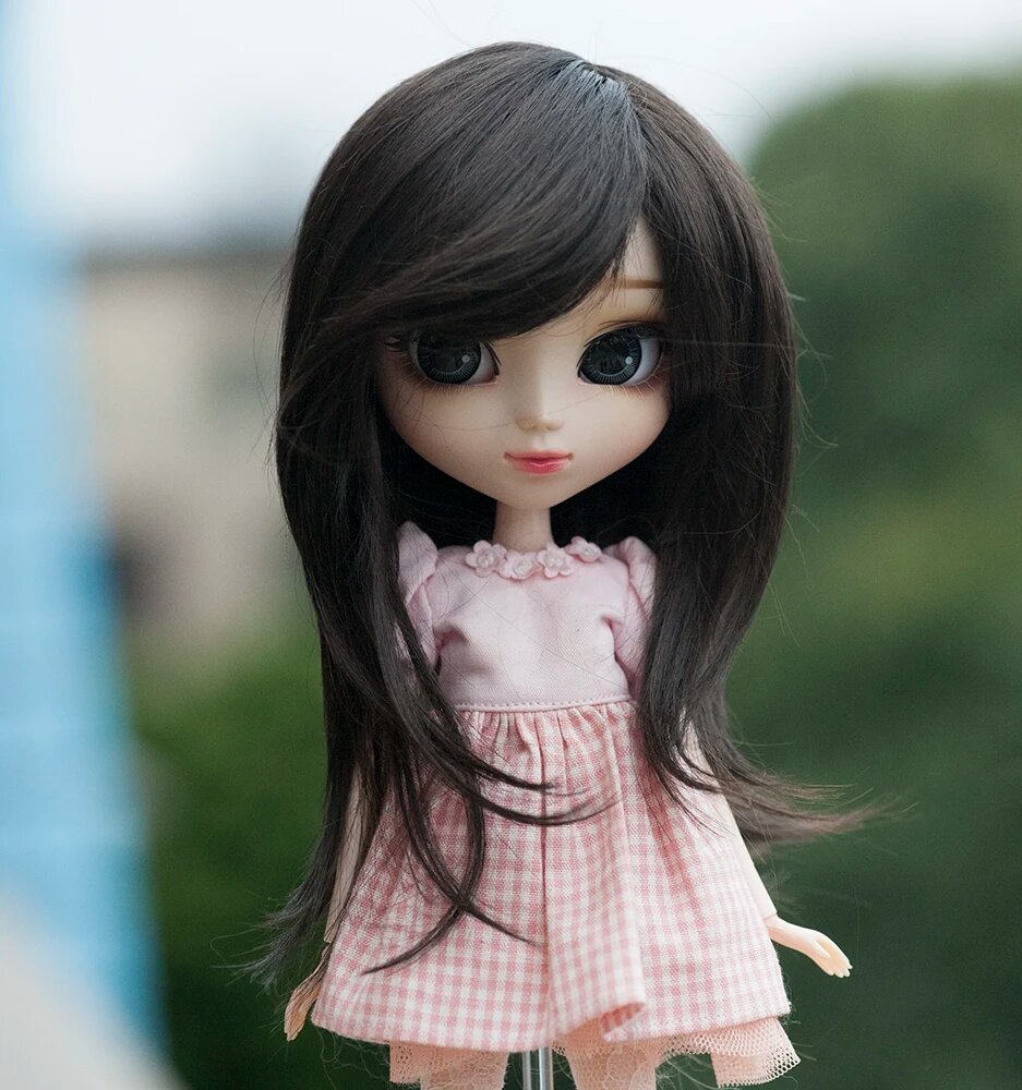 Модный парик для кукол BJD и Pullip Dark Brown, 7-8 inches