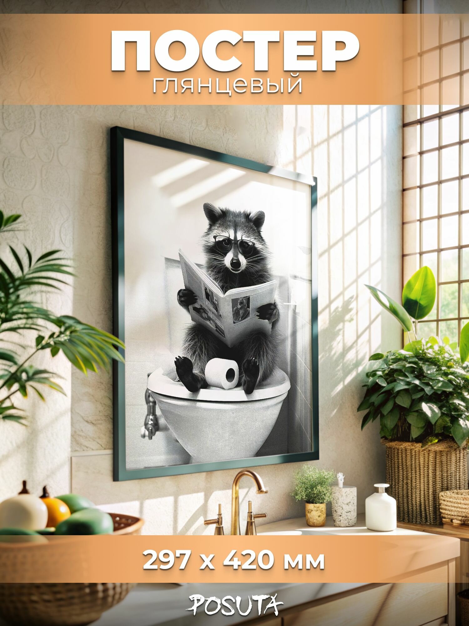 Постеры интерьерные Енот