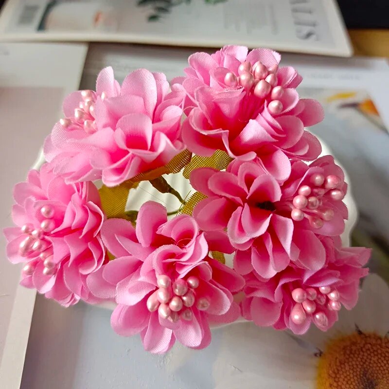 Искусственные цветы, мини-букет роз для свадебного украшения, венок для рукоделия, уличный сад, Рождественская домашняя коробка для конфет, скрапбукинг