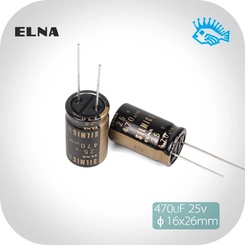 Электролитический конденсатор ELNA SILMIC II 25В 470 мкФ 2шт.