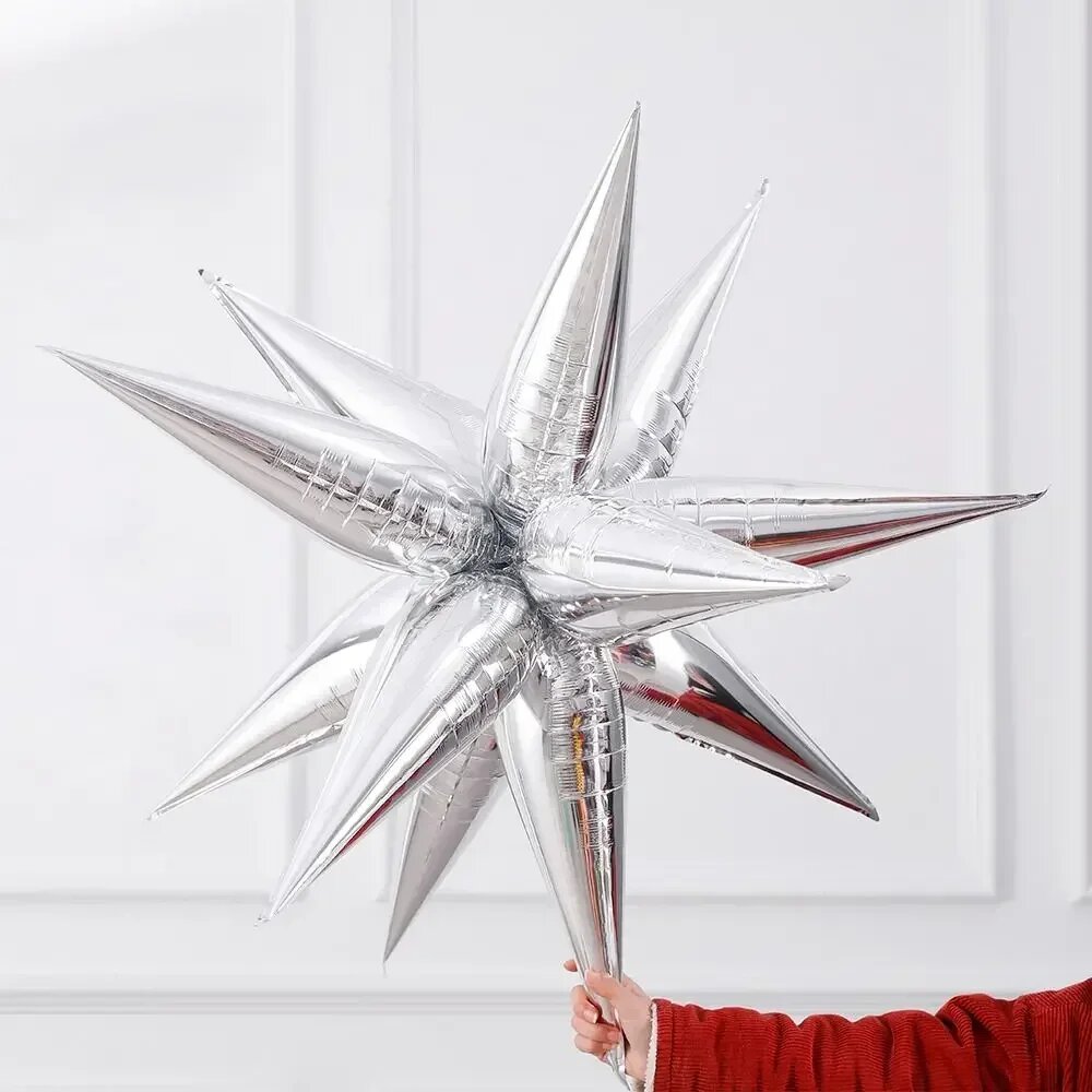 Воздушные шары звездочки 12 шт. Серебряный, silver