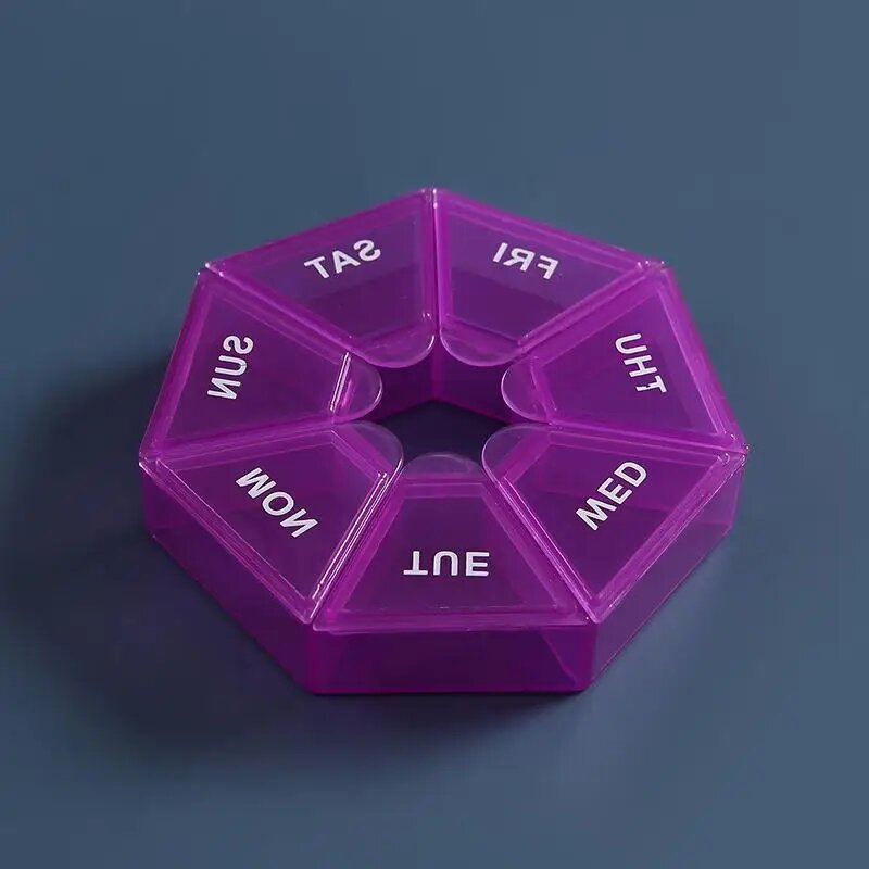Пластиковый органайзер для таблеток на 7 дней, Purple