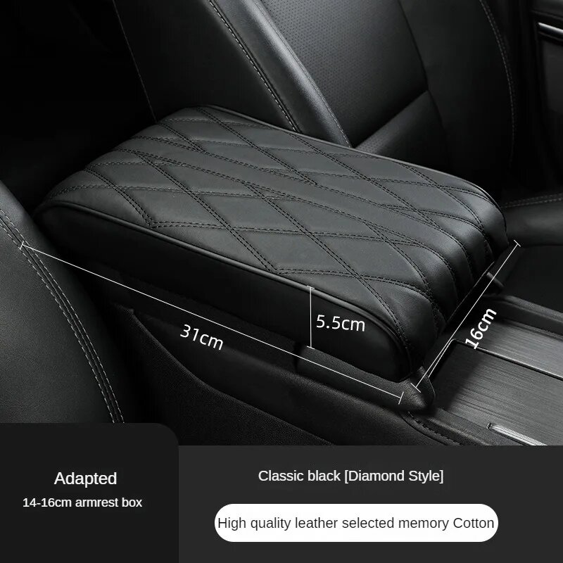 Подушка для подлокотника автомобиля, мягкая подлокотник из искусственной кожи, удобный защитный коврик S black