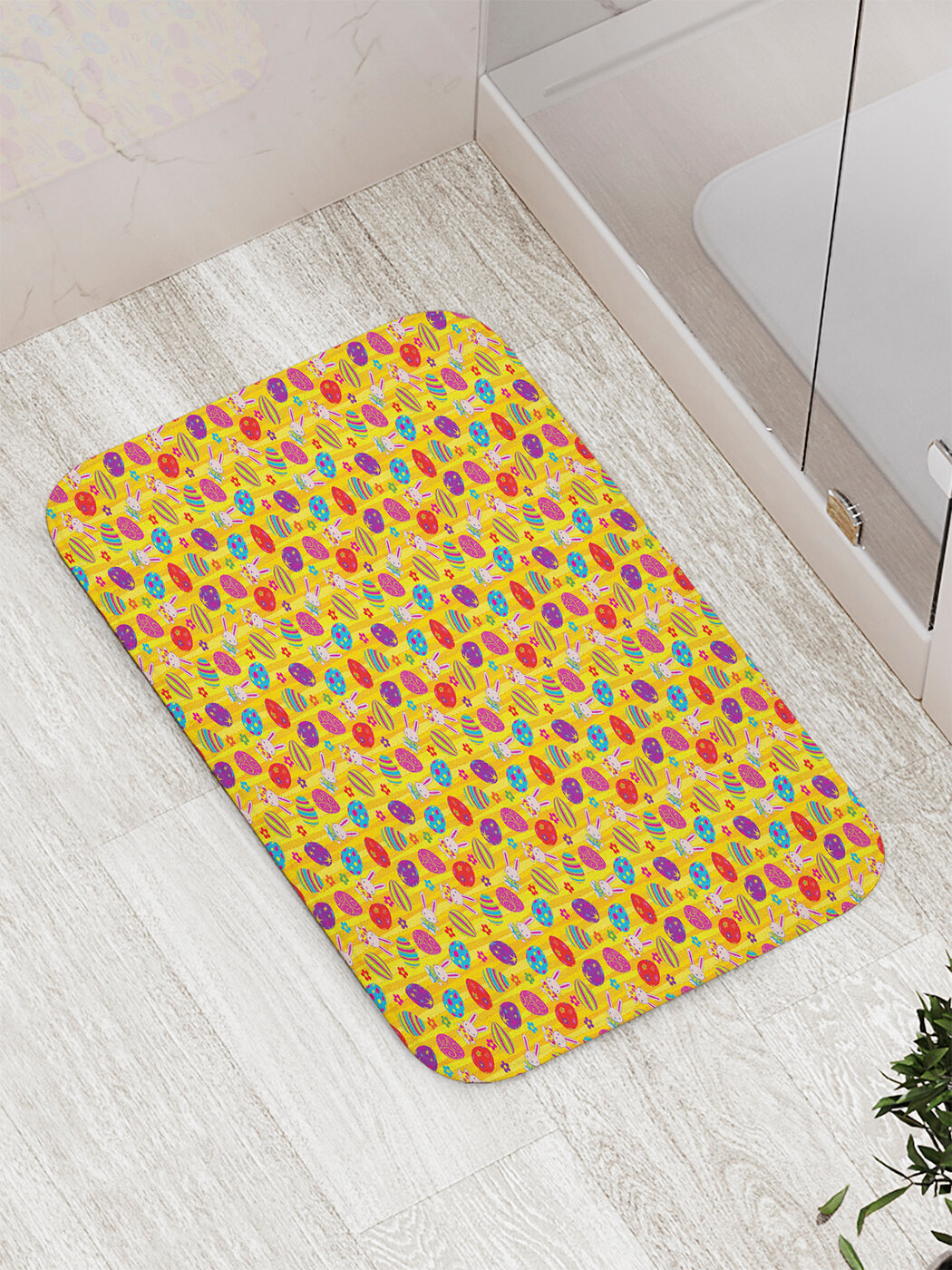 Коврик для ванной комнаты, туалета "Геометрические узоры на яйцах" противоскользящий, 52х77 см, JoyArty