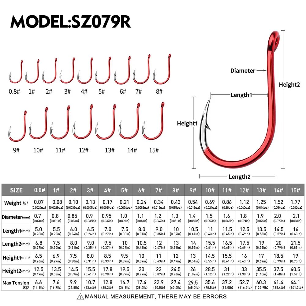 PRO BEROS Крючки рыболовные светящиеся 0.8#-15# Model: size 0.8, Color: C-NO Luminous