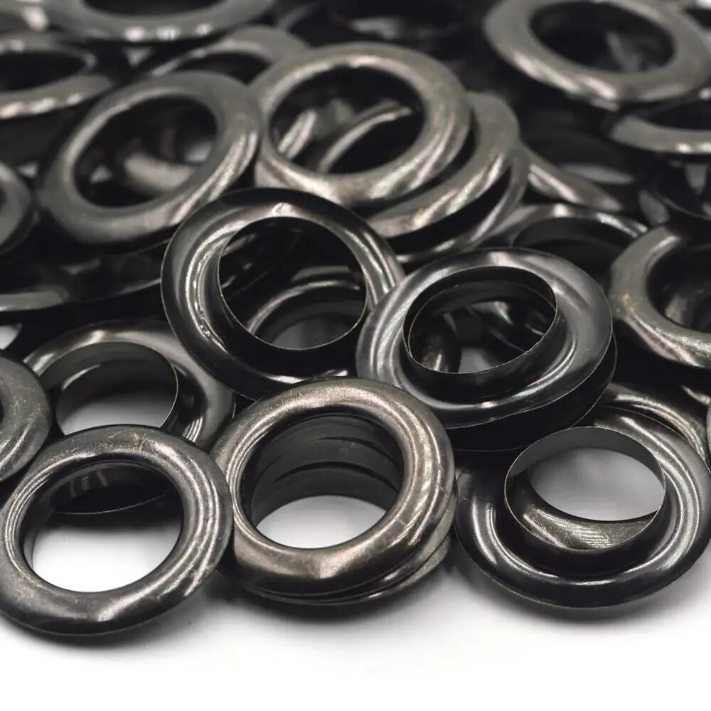 Комплекты люверсов Kalaso 10 шт, 20 мм, серебро, золото, черный, латунь Черный, Gun black