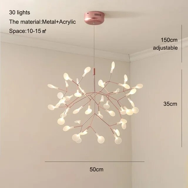 Люстра HomeLover Heracleum черная/розовое золото Cold White, C type light D50cm, Champagne Gold
