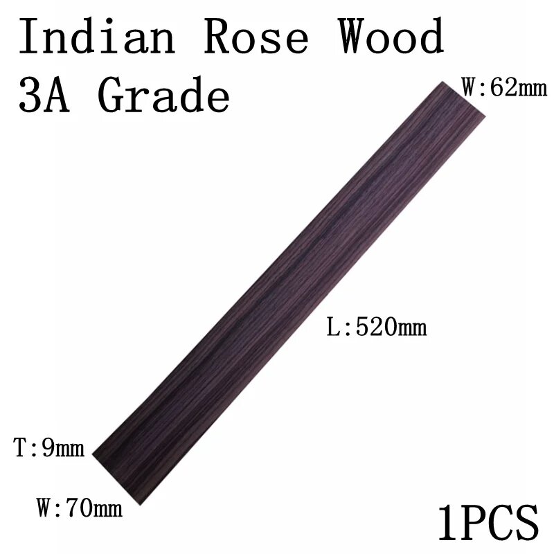Индийская розовое дерево накладка на гриф гитары 9*70*520 3A Grade ROSE970520