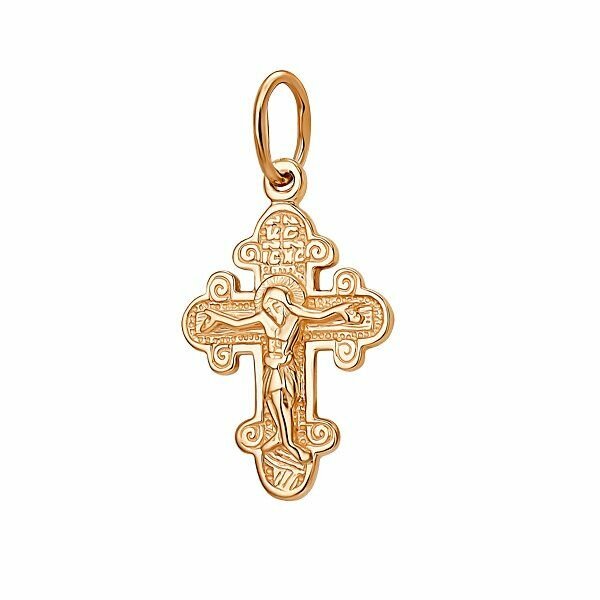 Крестик, красное золото, 375 проба