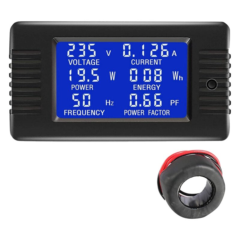 AC 80-260V 100A ЖК-дисплей цифровой вольтметр частота амперметр с трансформатором тока 100A