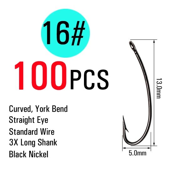 Рыболовные крючки 16#, 100pcs, Black Nickel