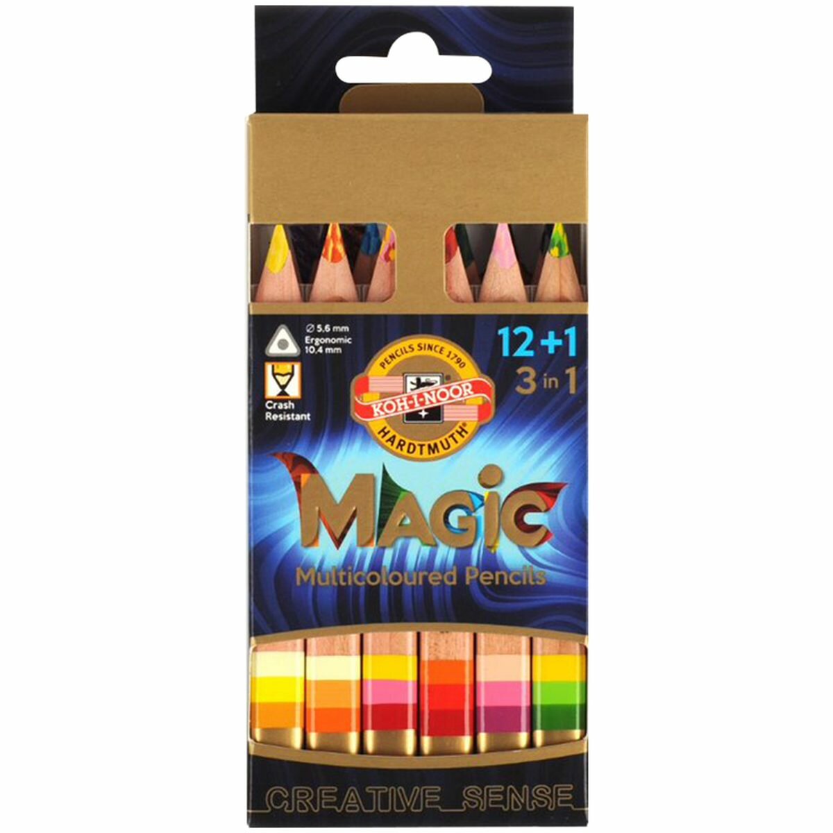 Карандаши многоцветные Koh-I-Noor Magic (L=122мм, D=10.4мм, утолщенные, точилка+ластик) картон, 13шт. (3404N15001KSRU)