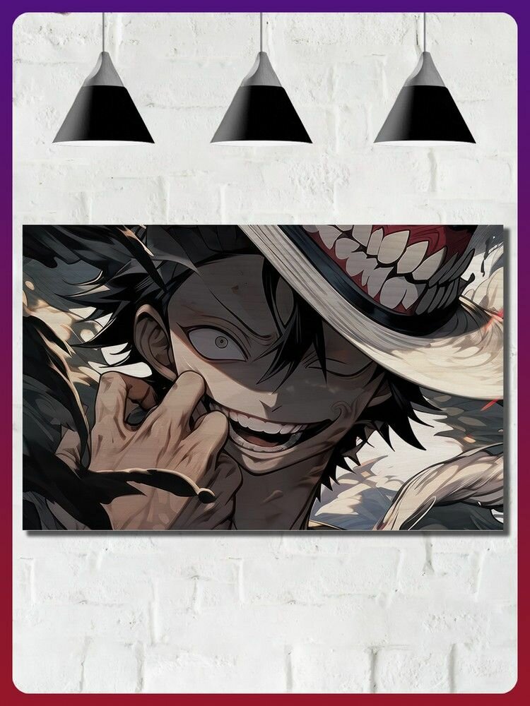 Картина интерьерная на дереве Аниме Ван пис (One Piece, Луффи, Зоро, Чоппер, Япония, манга, пираты) - 6241293