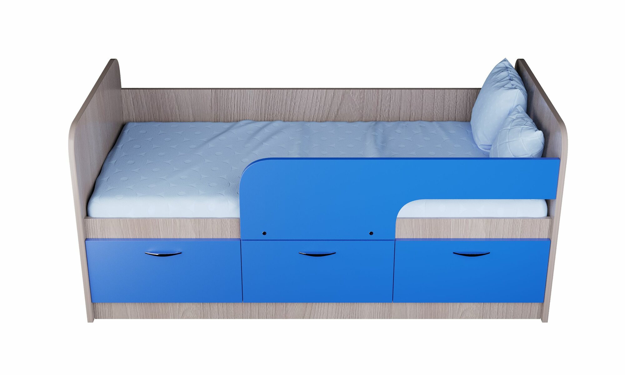 VERA-mebel детская кровать Радуга-2, 180х80см. цвет каркаса шимо, фасад синий