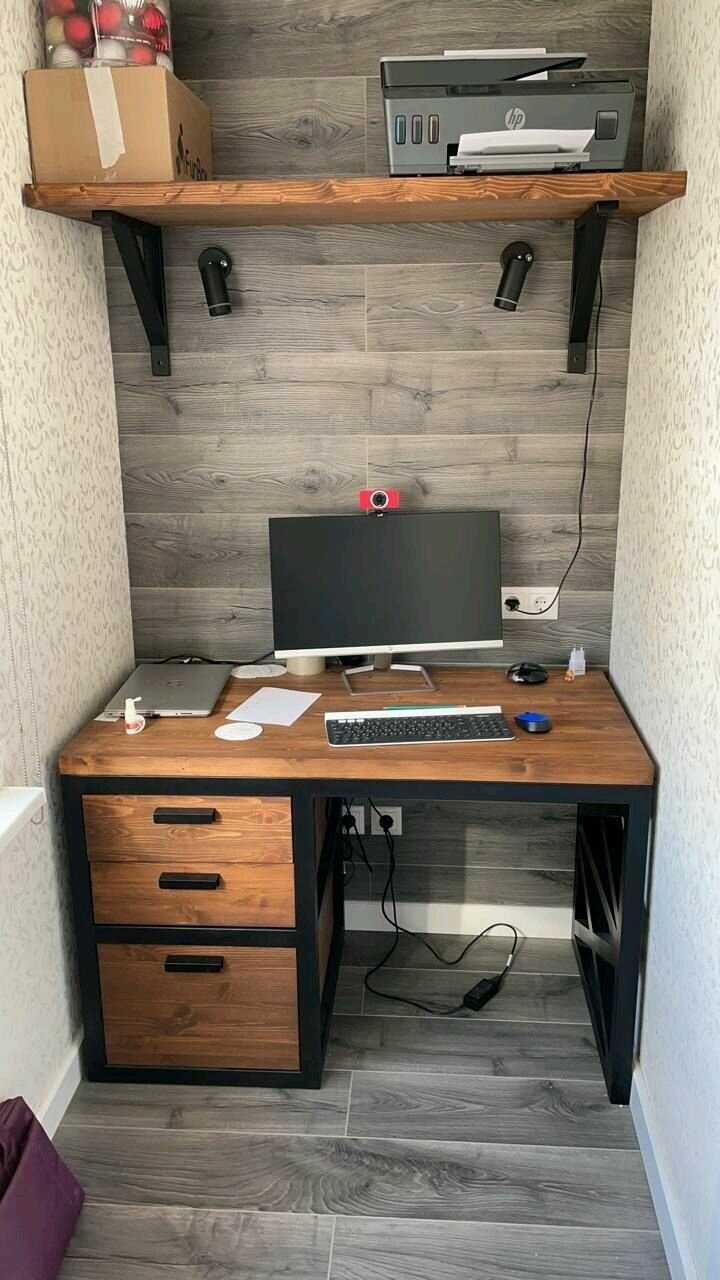 Стол "Мини" EasyLOFT в стиле лофт, с полкой, 60x60x75 см, цвет бежевый
