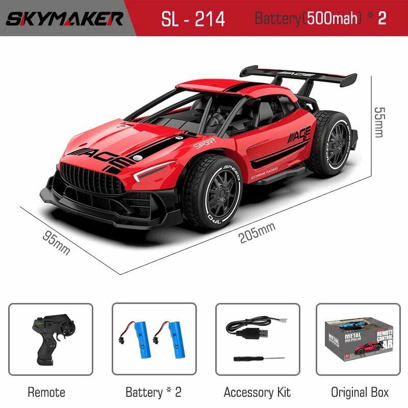 Радиоуправляемый металлический автомобиль Skymaker 1/24 Красный, SL214-red-2B-S