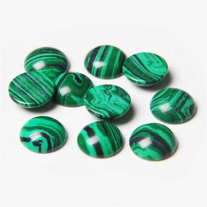 Кабошон из натурального камня RISYF 4/6/8/10/12/14 мм 10 шт. Изумрудный, 10mm, NO.23 Malachite