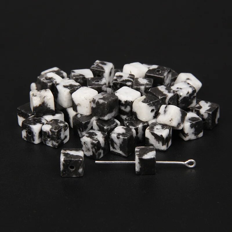 Кубические бусины из полудрагоценных камней vinswet 4/6/8 мм Серебряный, 6mm about 10pcs, 23 zebra jasper
