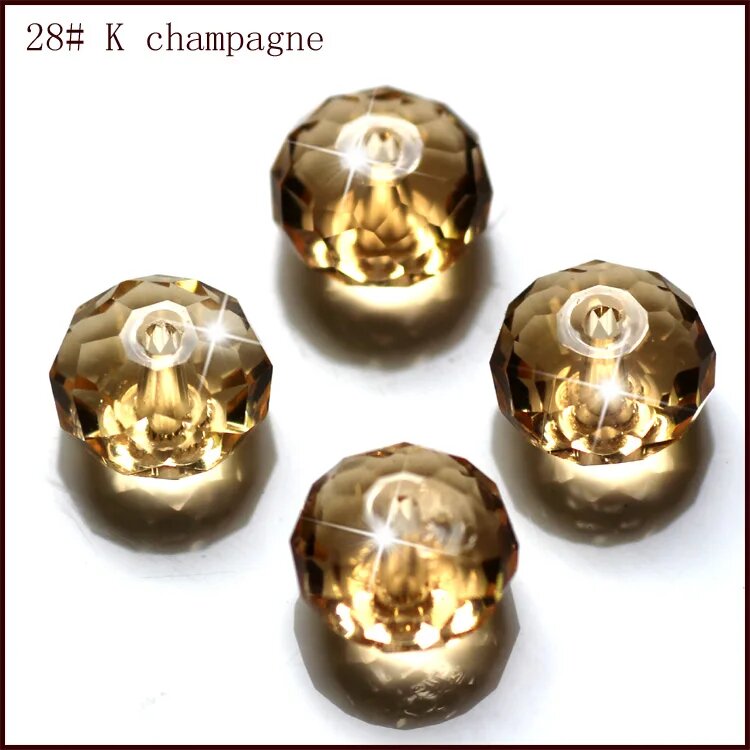 Стеклянные бусины-рондели 6x8 мм, champagne gold