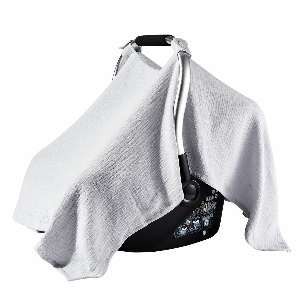 Детское сиденье безопасности, Детский чехол из 100% хлопка для автокресла - серебристо-серый, 1 шт.