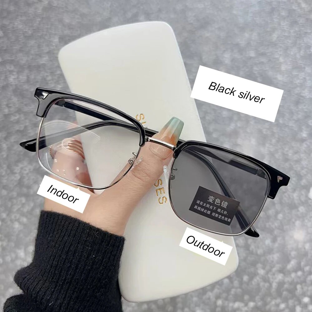 KLASSNUM мужские фотохромные очки Black silver, -150