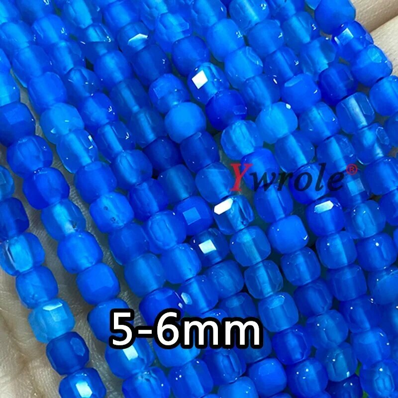 Натуральные камни бусины лабрадорит амазонит бирюза YWROLE Синий, 5-6mm 58-60pcs, 5-6mm blue agate