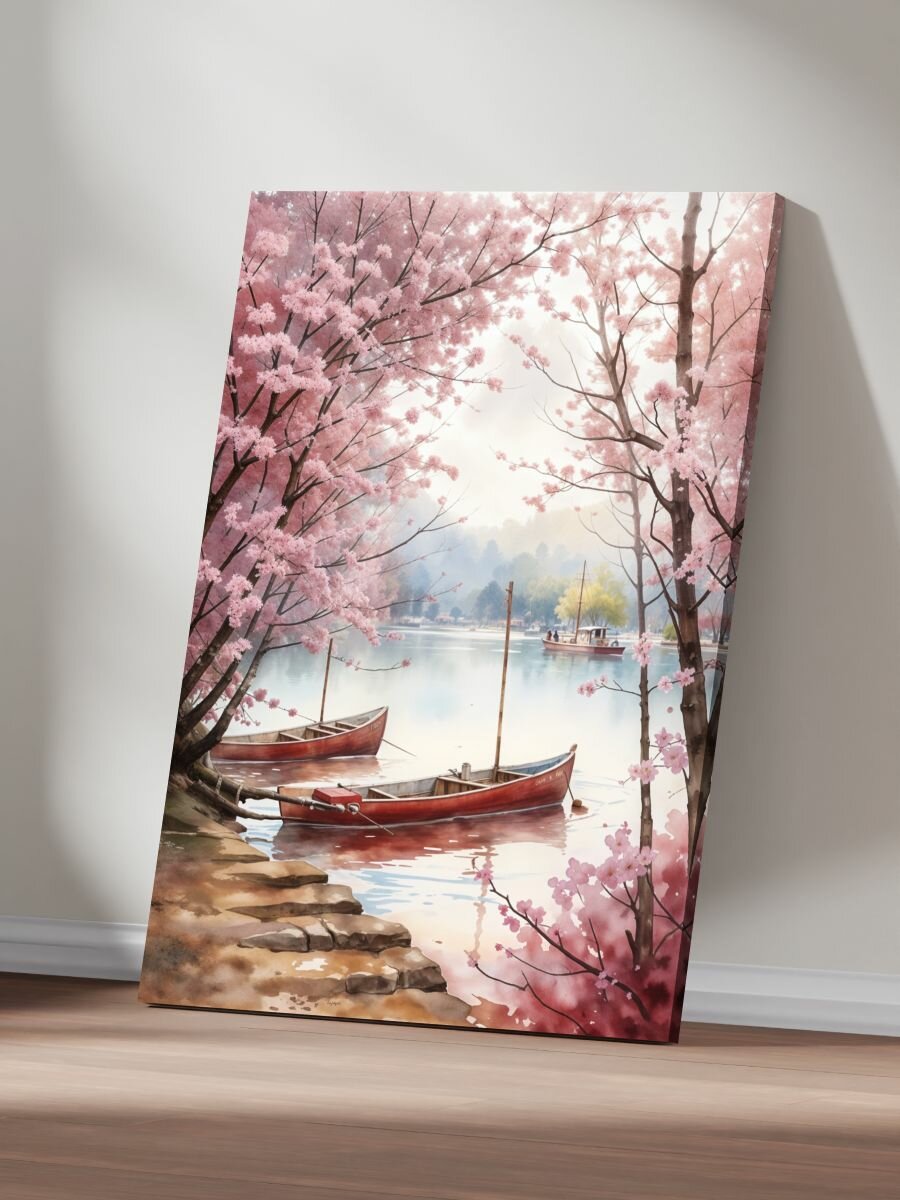 Картина Акварельная сакура у реки 40х60 1 шт.