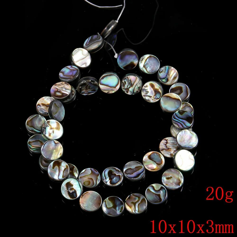 Бусины из ракушек морского ушка, 10x10x3mm, 20g, Цвет: 37 Pieces