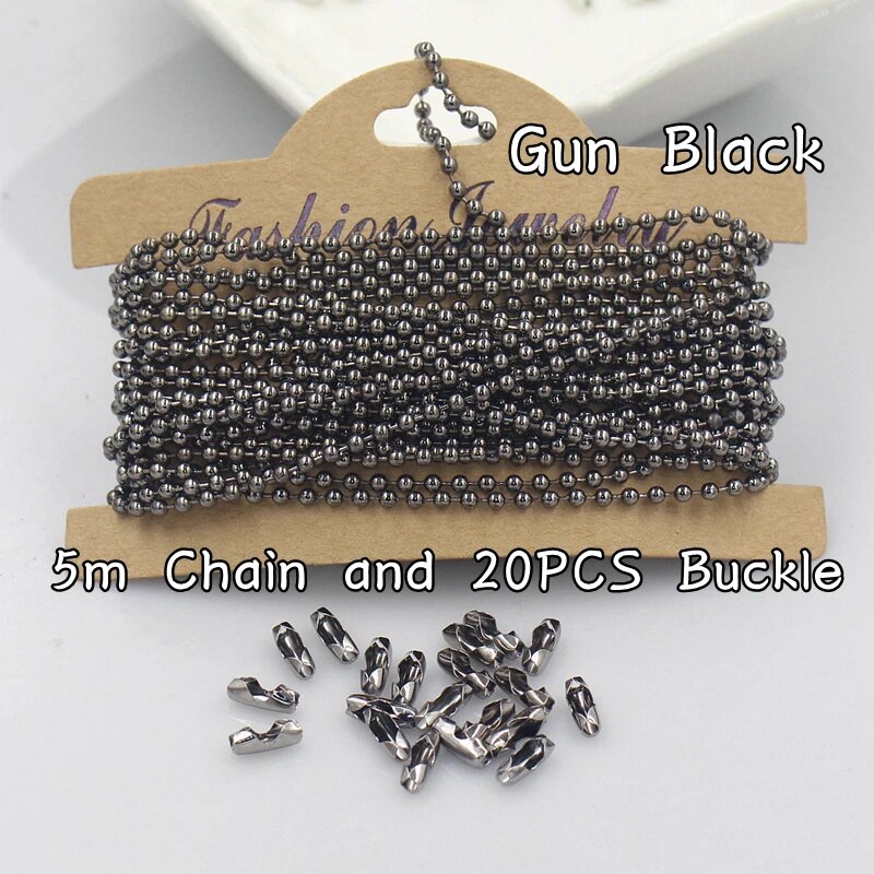 Металлические шариковые цепочки Che Daxia 5 м, 3.2mm diameter, Gun Black Set