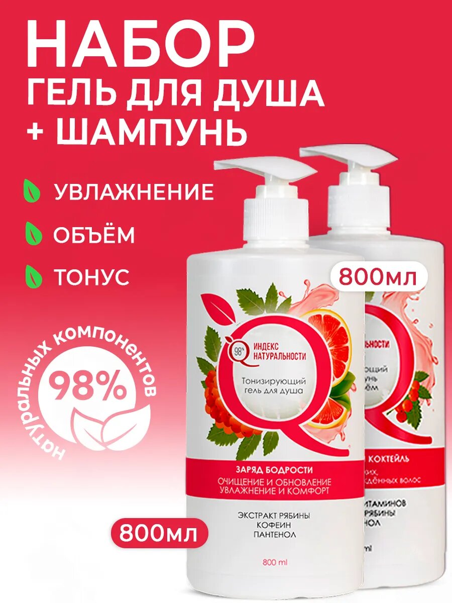Набор индекс натуральности Бессульфатный женский гель для душа, шампунь для волос