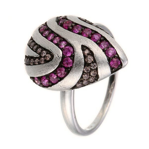 Перстень, серебро, 925 проба, родирование, циркон