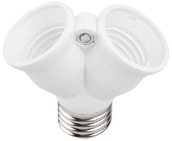 Патрон-переходник Е27-2хЕ27 юпитер белый (JP7704-03)