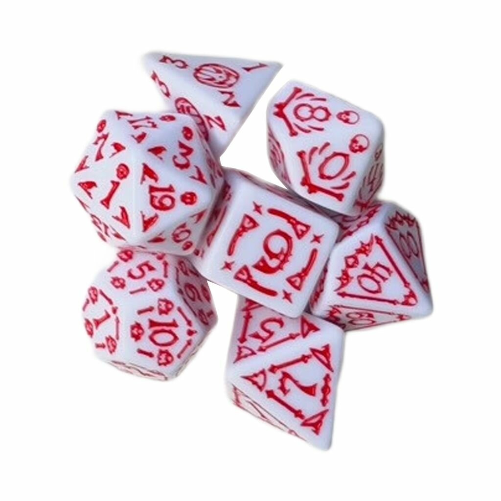 1 набор из 7 многогранных кубиков для Хэллоуина-белый
