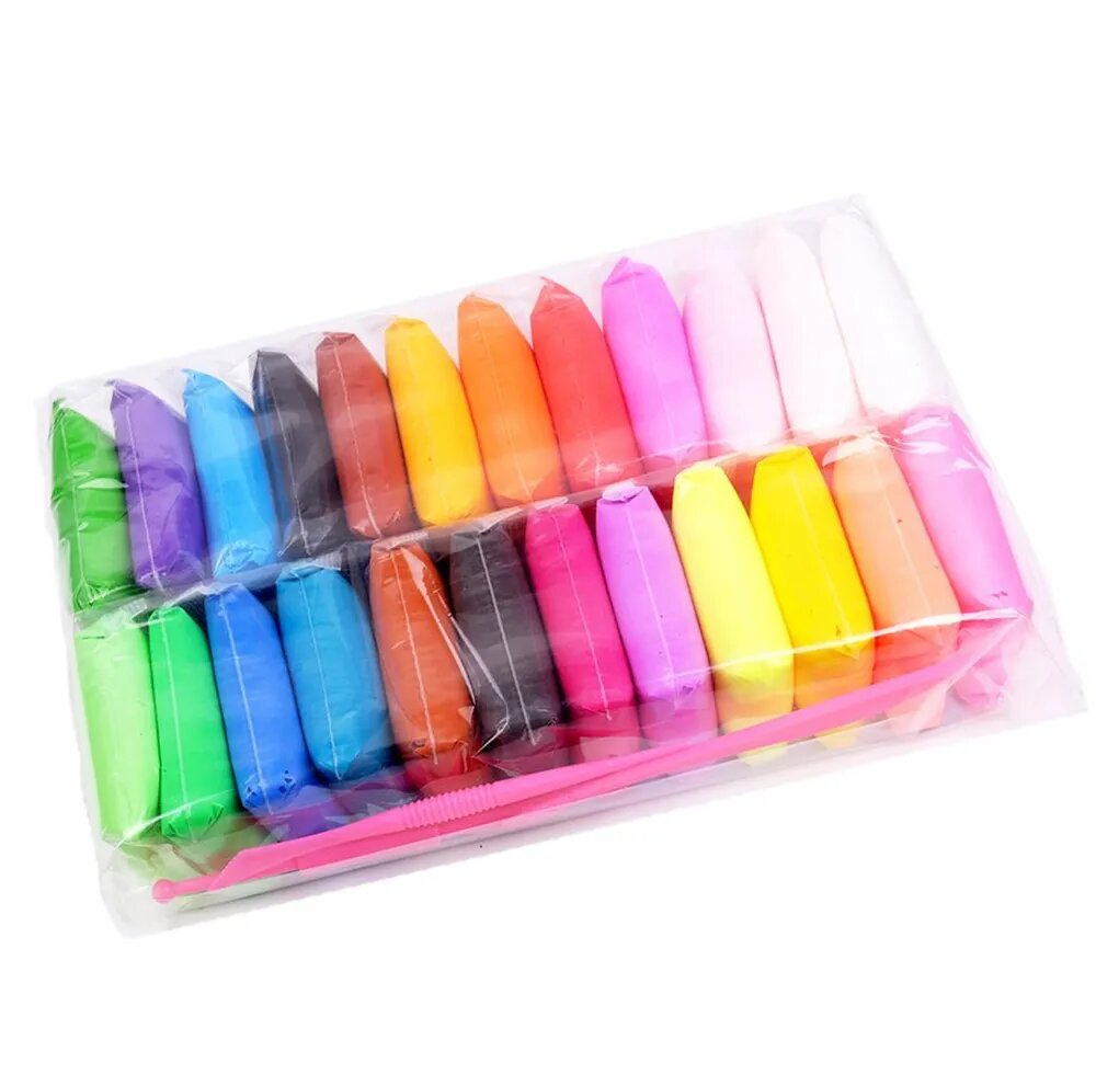 Масса для лепки "Воздушный пластилин", 24 ярких цвета, 270 граммов.