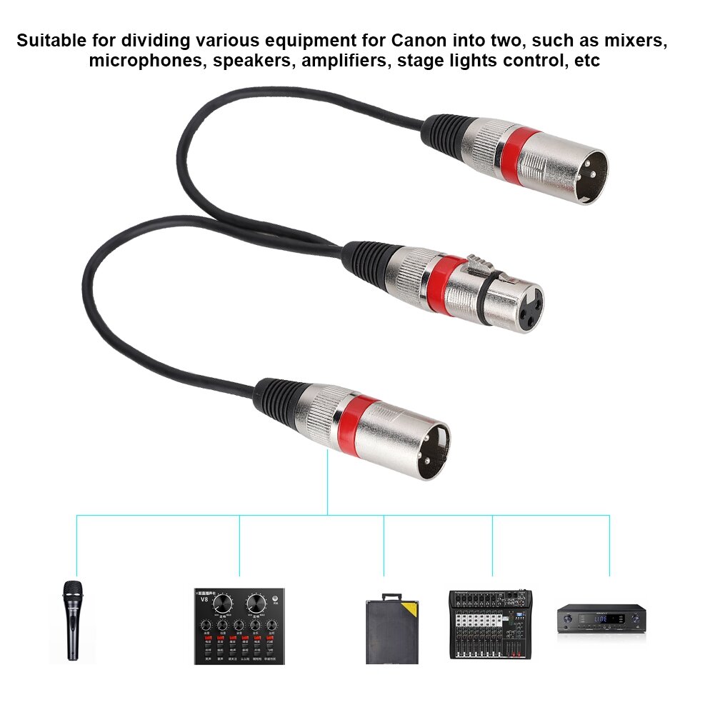 30 см XLR гнездовой разъем к двойной мужской головке адаптер-разветвитель аудио микрофонный удлинительный кабель для Canon красный
